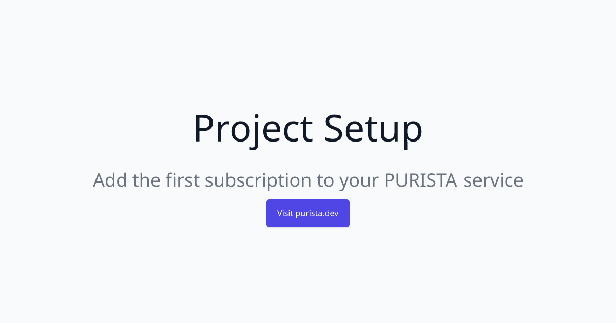 Project Setup | PURISTA